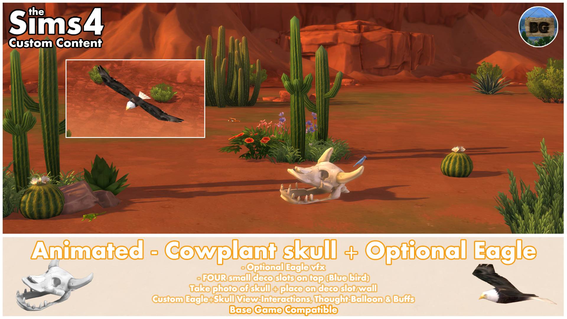 Animated - Cowplant Skull + Eagle ~ Bird ~ Animal ~ Pet - The Sims 4 ...