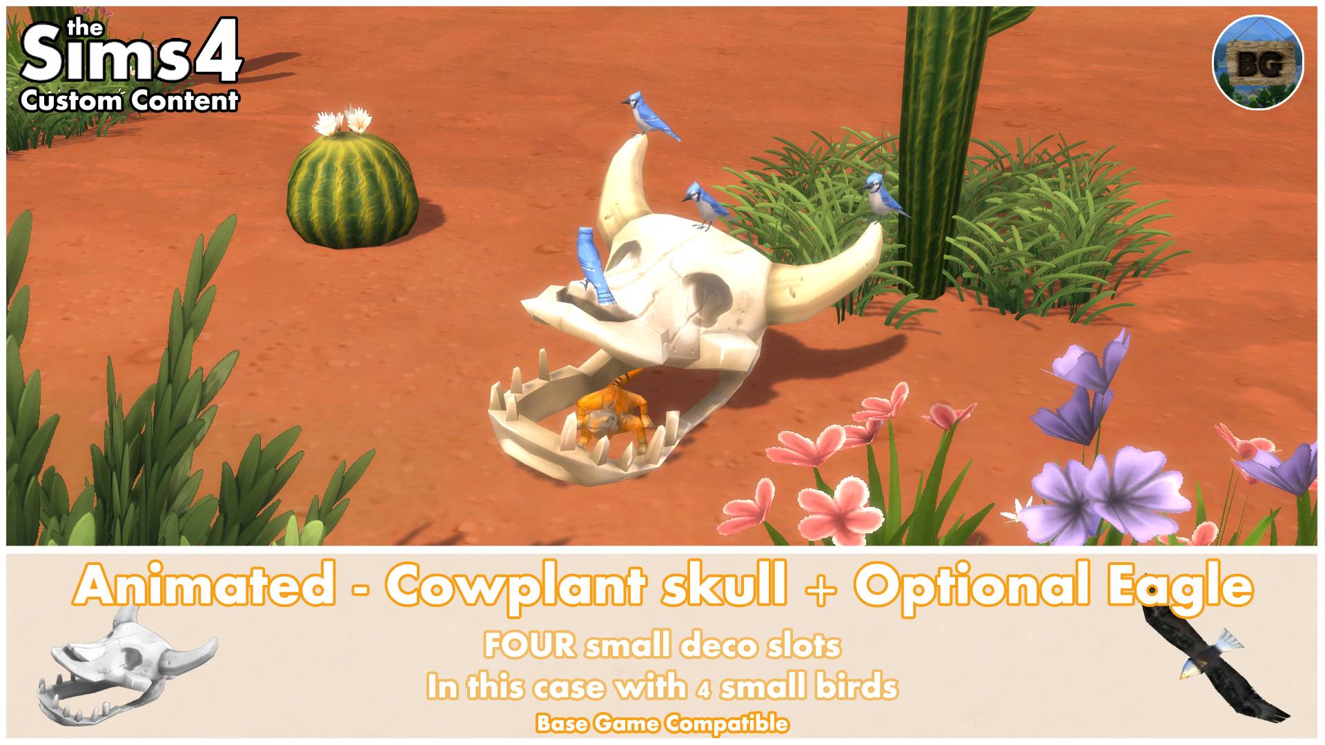 Animated - Cowplant Skull + Eagle ~ Bird ~ Animal ~ Pet - The Sims 4 ...
