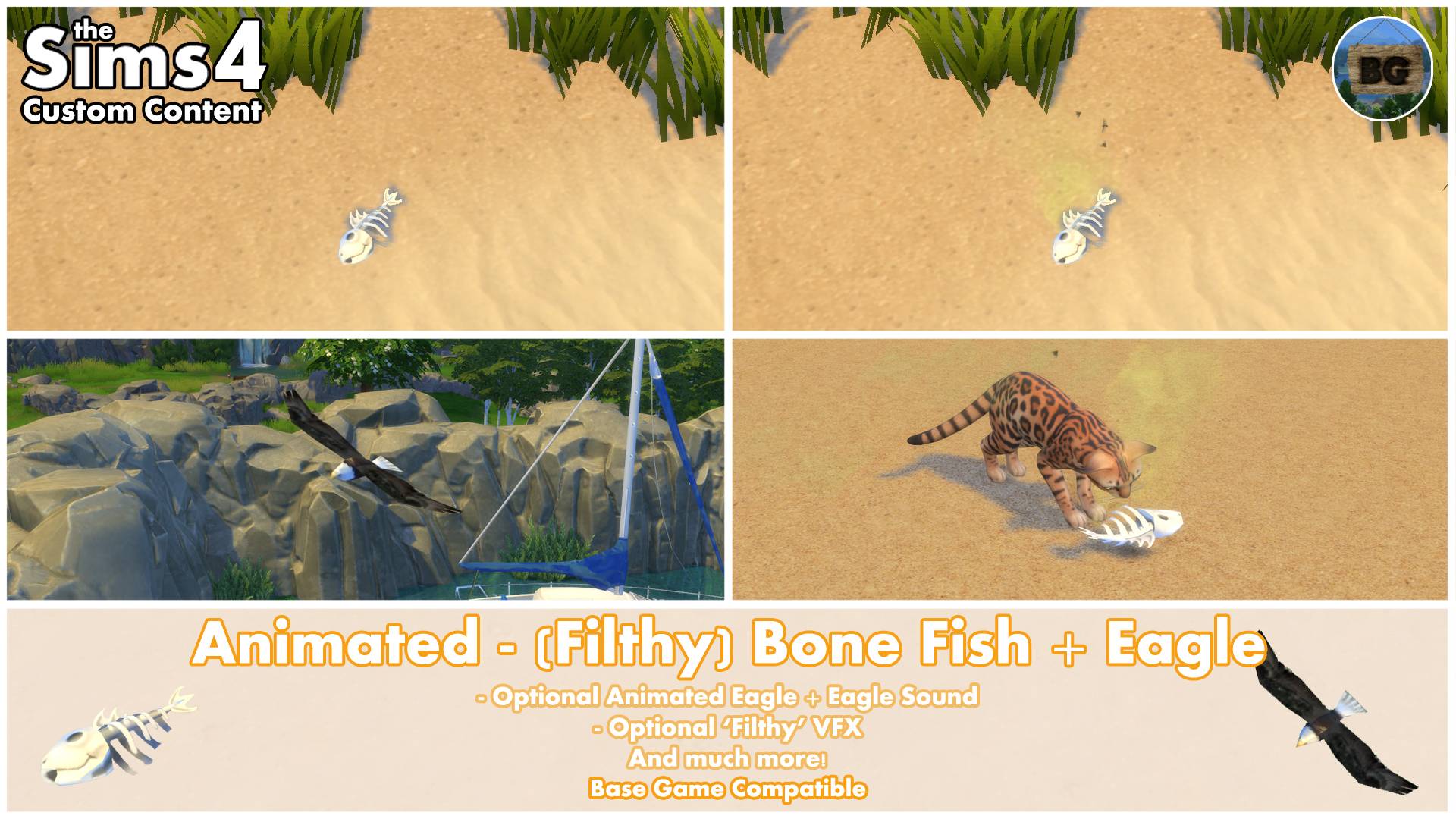 Animated - Bone Fish + Eagle ~ Bird ~ Animal ~ Pet - The Sims 4 Build ...