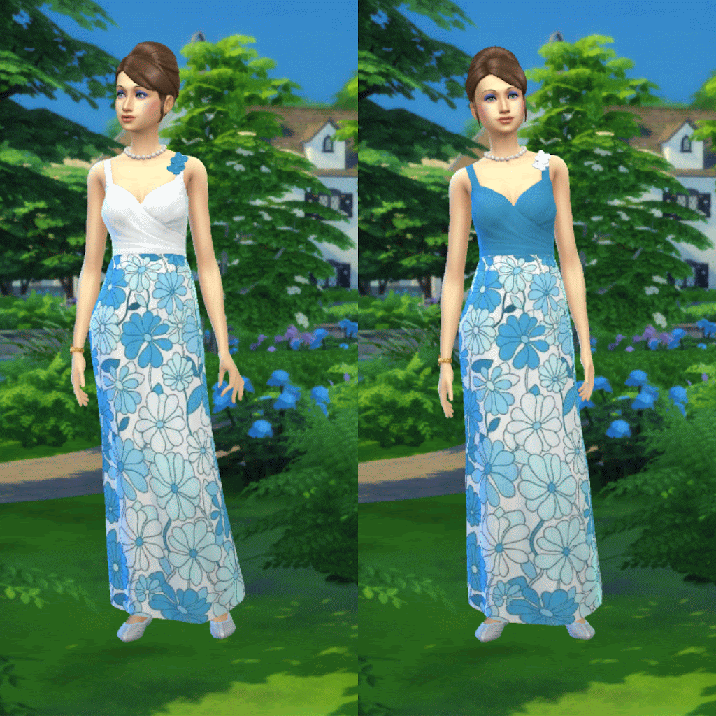 Robe Sirène Romantic//Look 70'//Recolor dress basegame - The Sims 4 ...