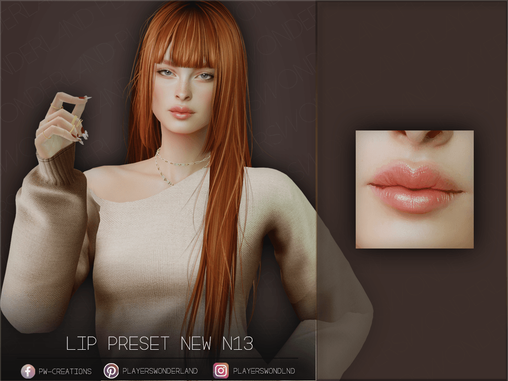 Lip Preset New N13 - The Sims 4 Create a Sim - CurseForge