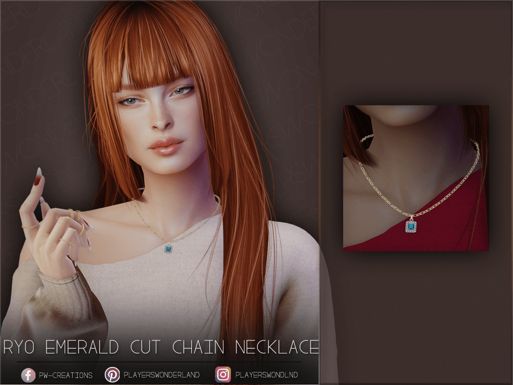Ryo Emerald Cut Chain Necklace - Gallery - The Sims 4 Create a Sim ...