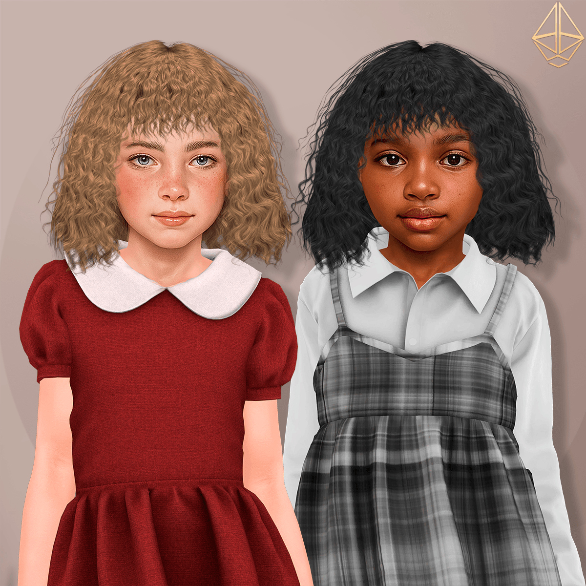 Aurum - Nancy curly hairstyle (child) - The Sims 4 Create a Sim - CurseForge