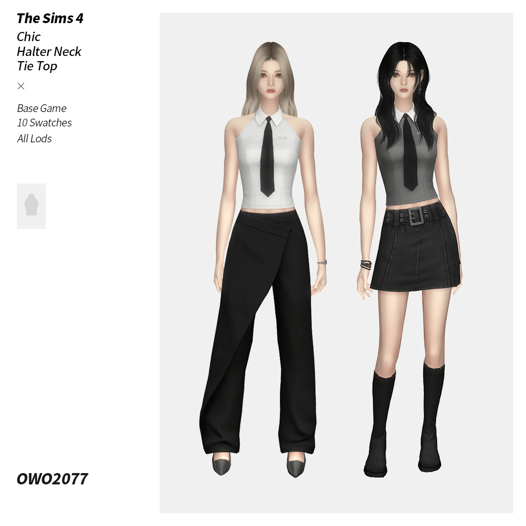 OWO2077 - Chic Halter Neck Tie Top - The Sims 4 Create a Sim - CurseForge