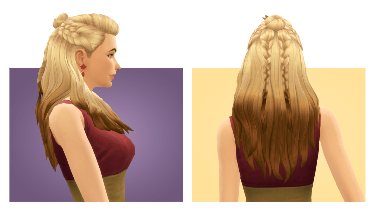 [SS] ALOY OMBRE HAIR SET (WITH BRAIDS AND WITHOUT) - The Sims 4 Create ...