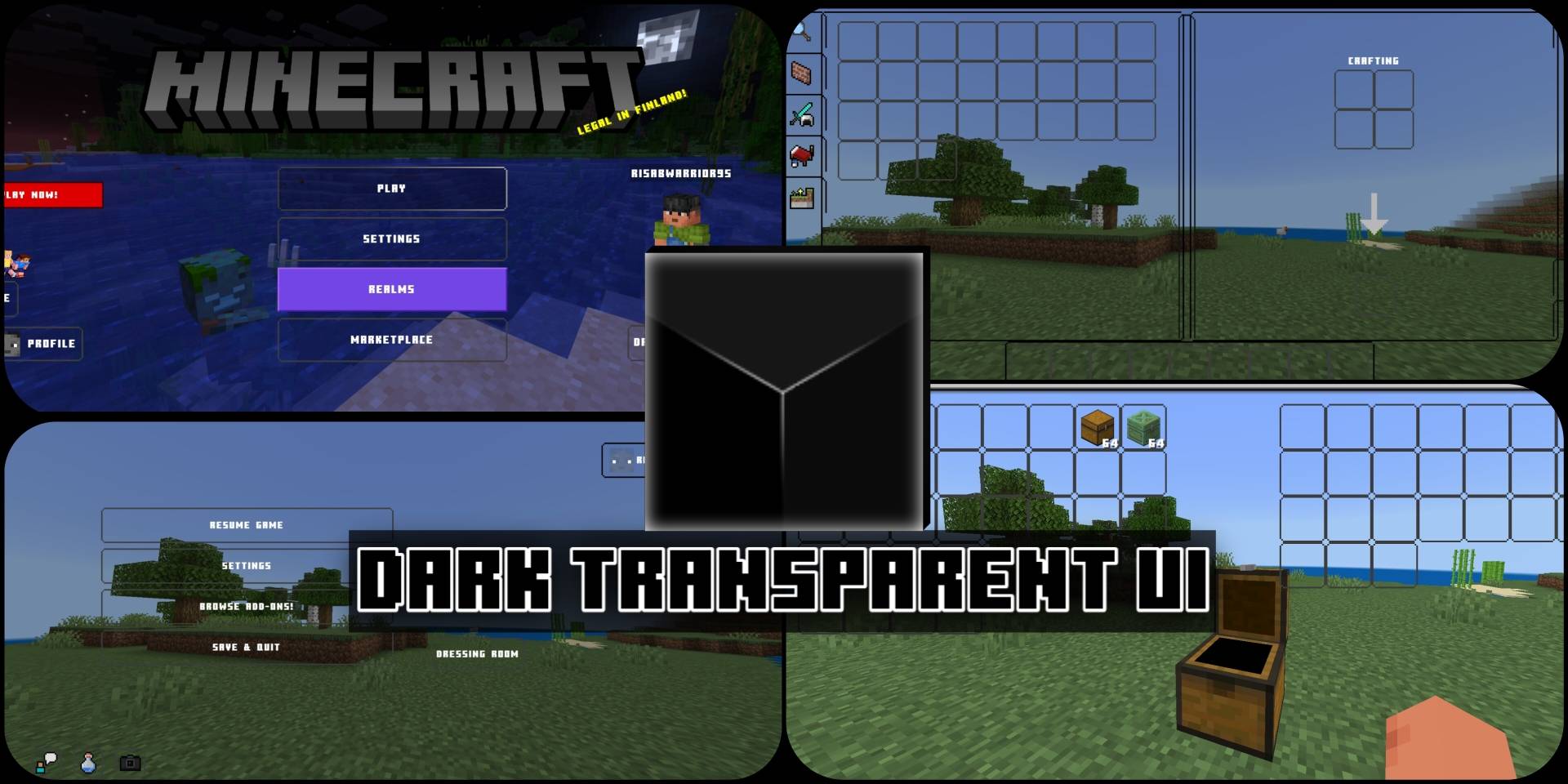 Dark Ui Transparent - Minecraft Bedrock Texture Packs - CurseForge