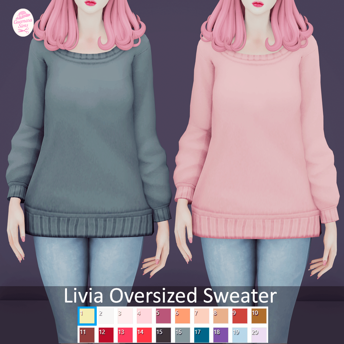 Livia Oversized Sweater - Weather Set - The Sims 4 Create a Sim ...