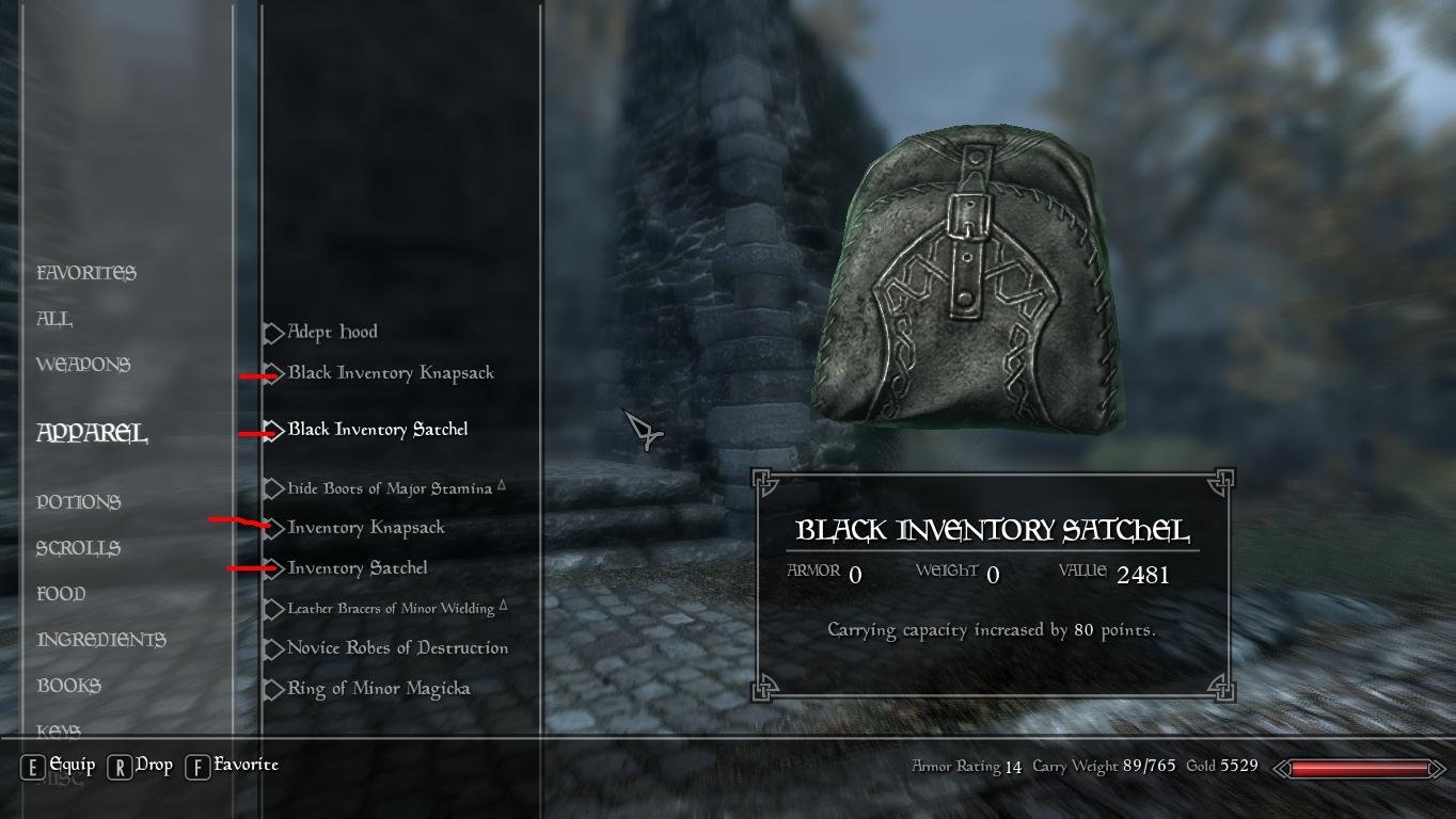 Cao's Inventory Packs aka Bags of Holding - The Elder Scrolls V: Skyrim ...
