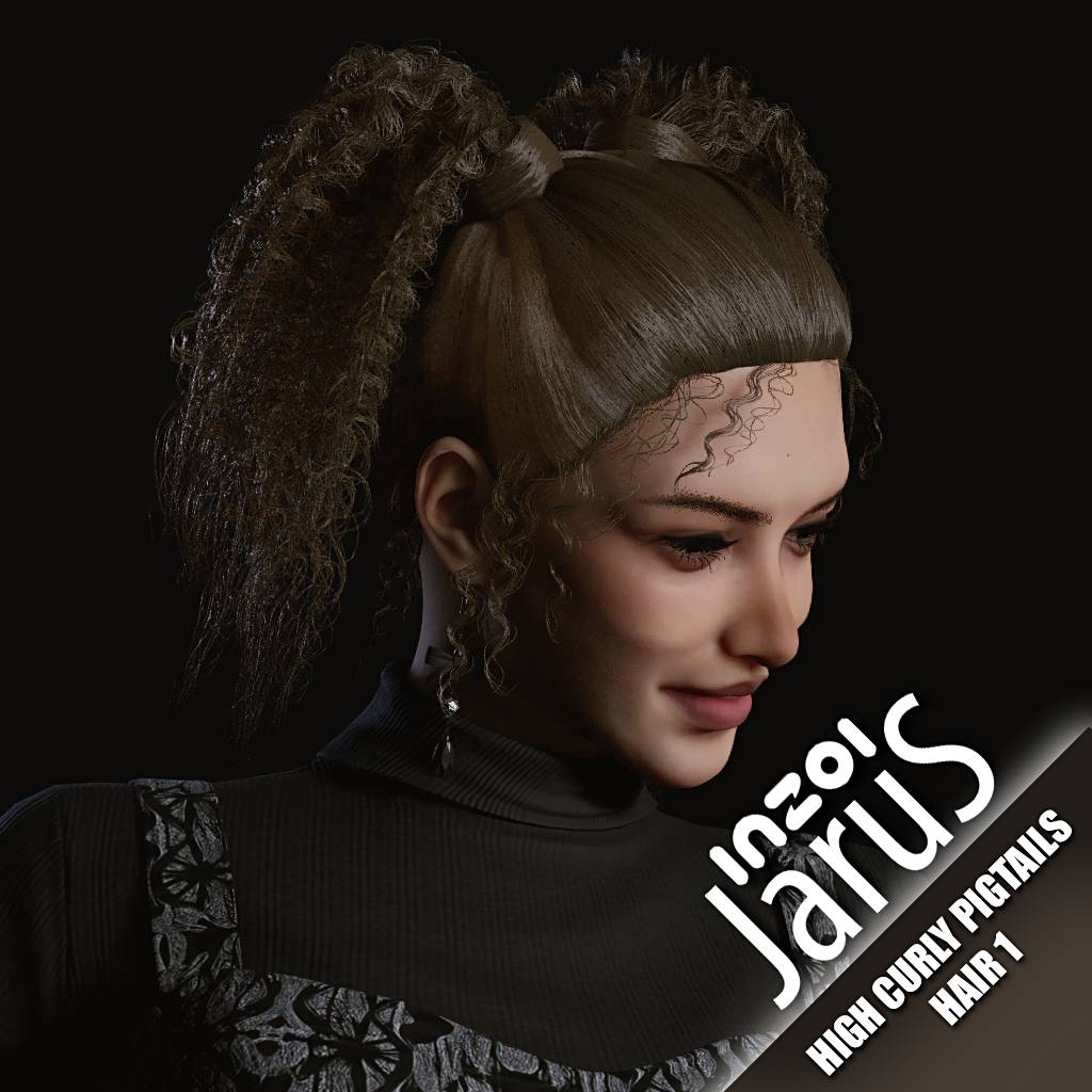 High Curly Pigtails Hair1 - inZOI Create a Zoi - CurseForge