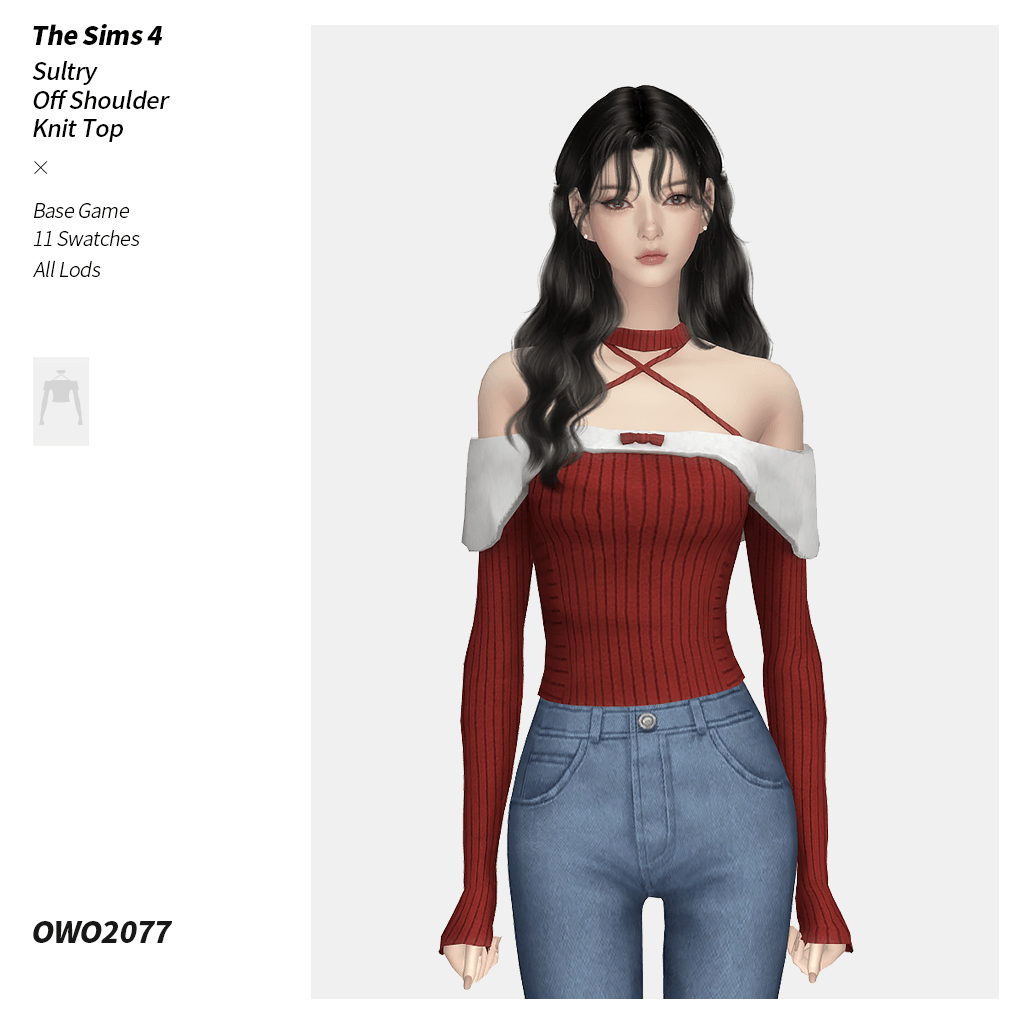 OWO2077 - Sultry Off Shoulder Knit Top - The Sims 4 Create a Sim ...