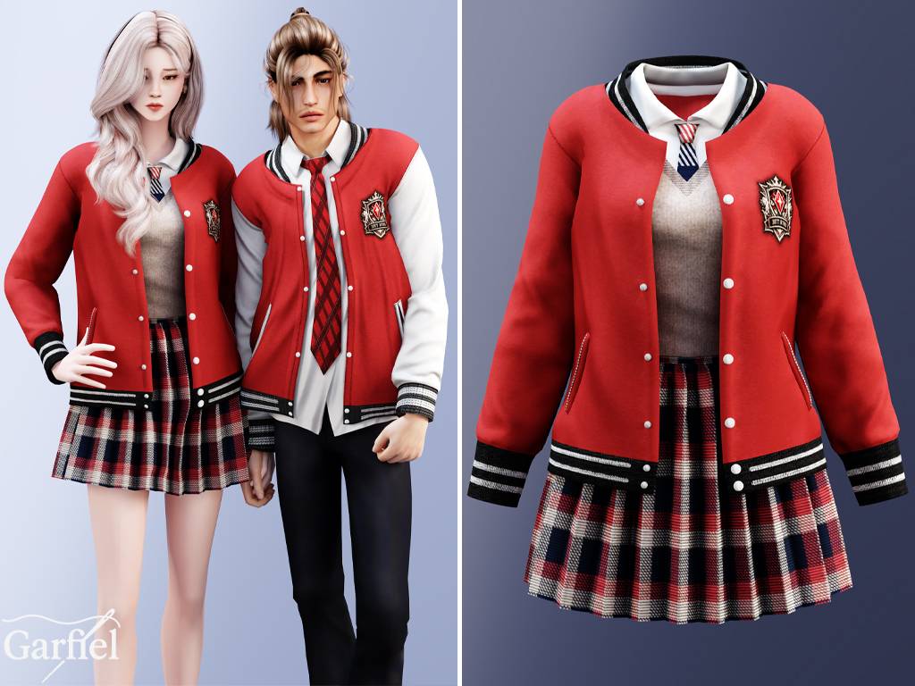 Adult - Classic varsity jacket school outfit - The Sims 4 Create a Sim ...