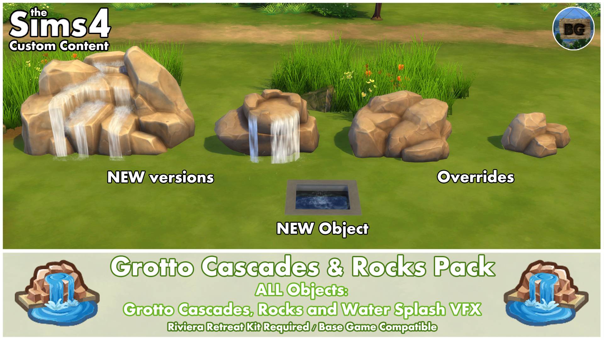 Grotto Cascades & Rocks Free Placement & Rotation Pack ~ Waterfall ...