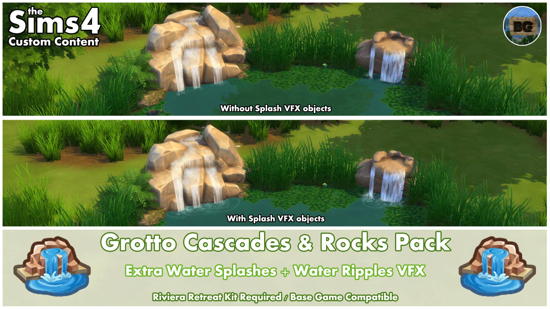 Grotto Cascades & Rocks Free Placement & Rotation Pack ~ Waterfall ...