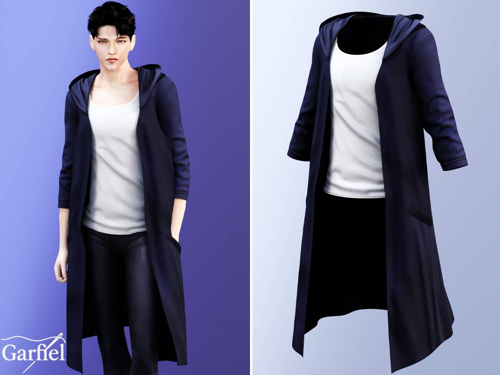 Adult - Sung Jin-Woo - Long hooded layered top - The Sims 4 Create a ...