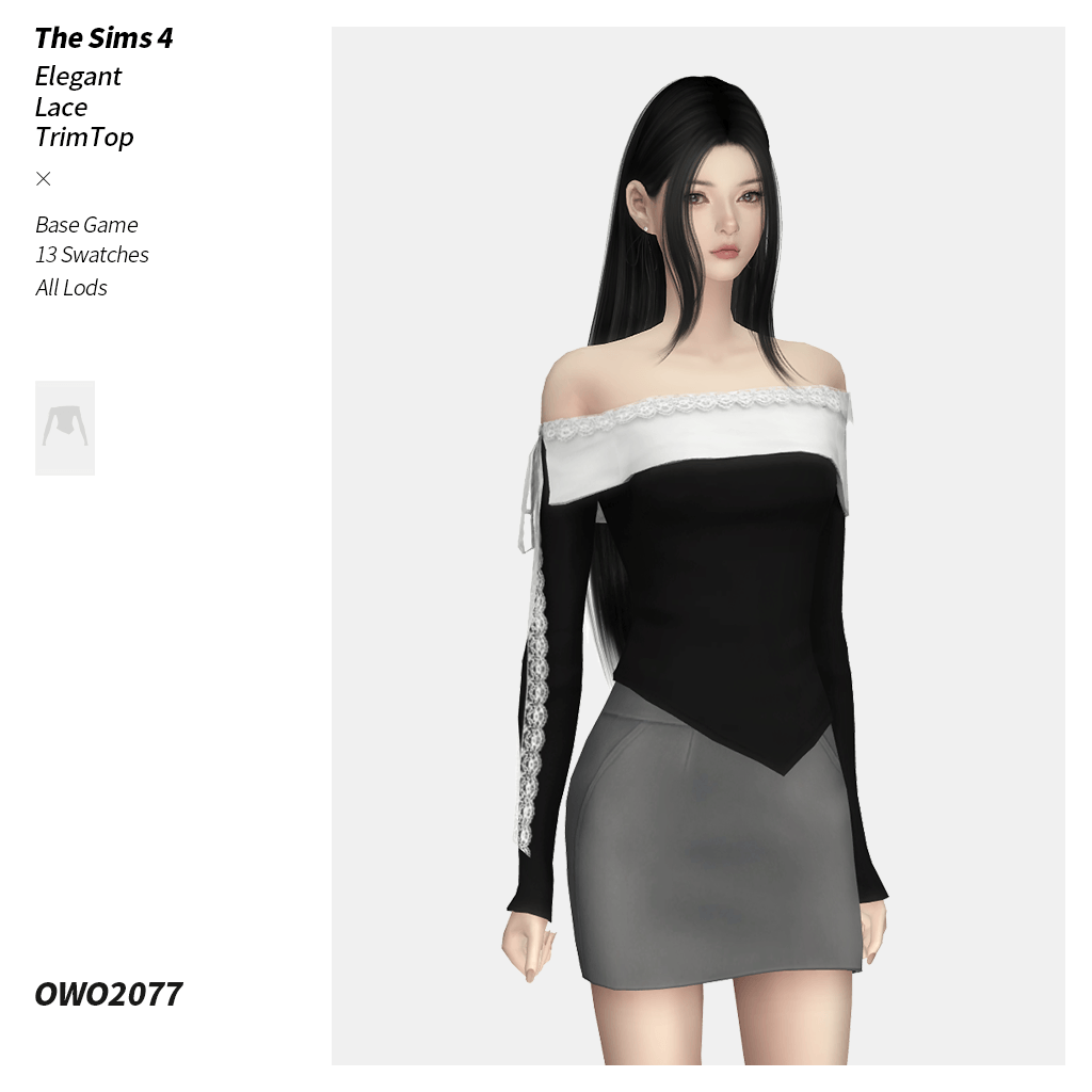 OWO2077 - Elegant Lace Trim Top - The Sims 4 Create a Sim - CurseForge