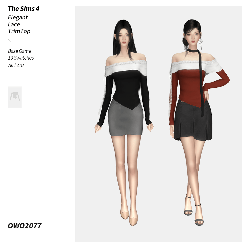 OWO2077 - Elegant Lace Trim Top - The Sims 4 Create a Sim - CurseForge
