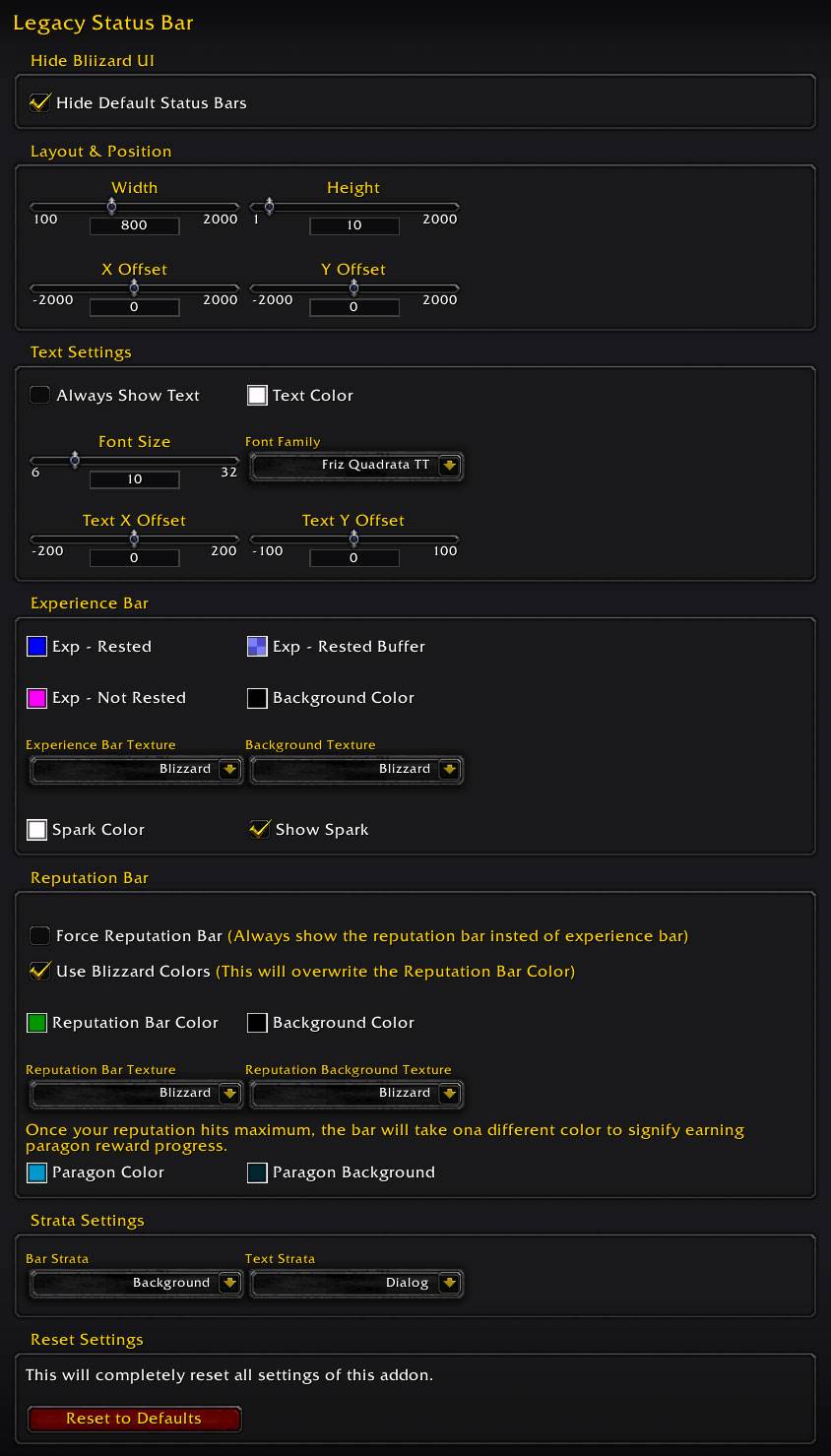 Legacy Status Bar - World of Warcraft Addons - CurseForge