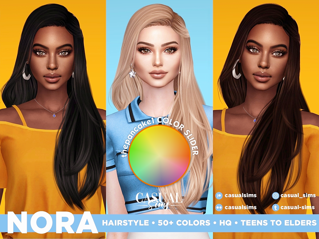 CasualSims - Nora Hairstyle (ONLY FOR COLOR SLIDER MOD) - The Sims 4 ...