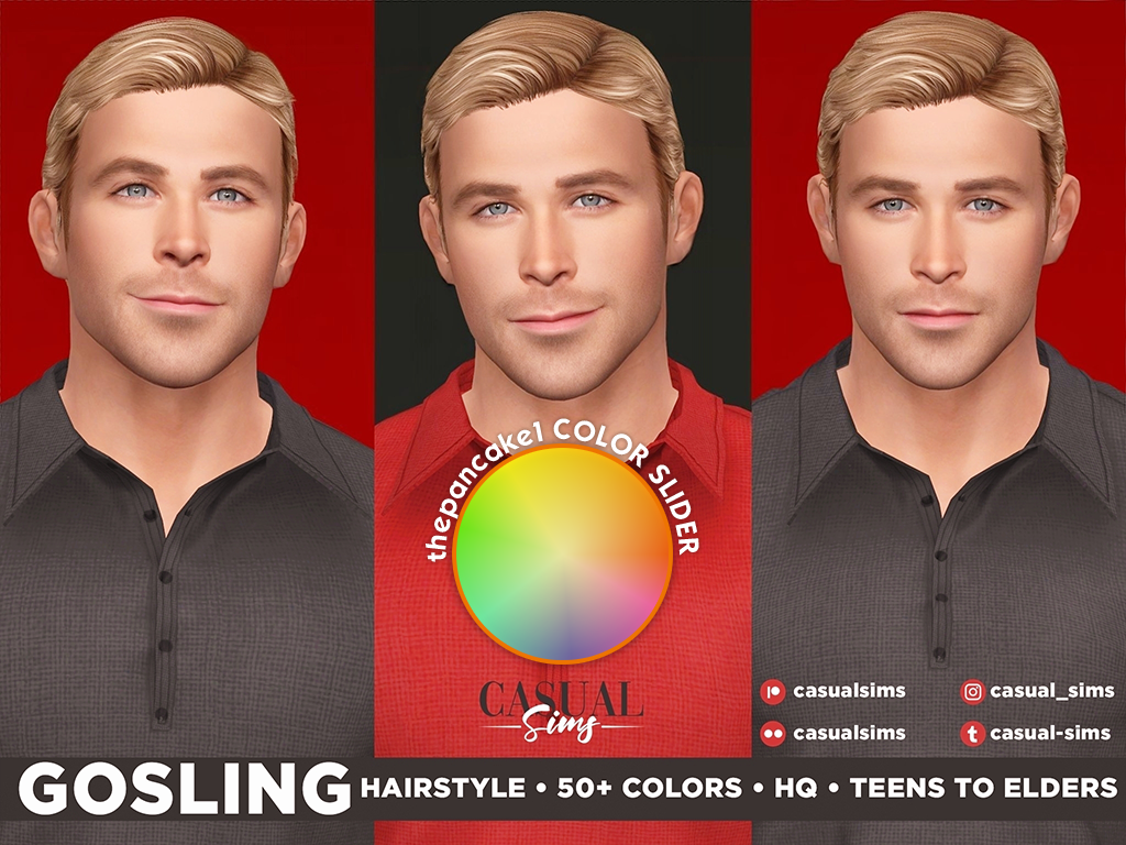 CasualSims - Gosling Hairstyle (ONLY FOR COLOR SLIDER MOD) - The Sims 4 ...