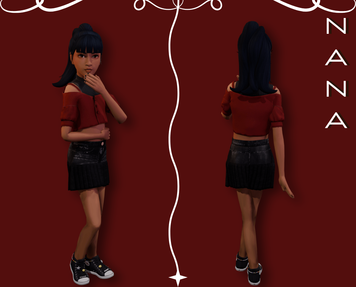 NANA7 - (Zuri) High-Neck Shirt w. Overlay - The Sims 4 Create a Sim ...