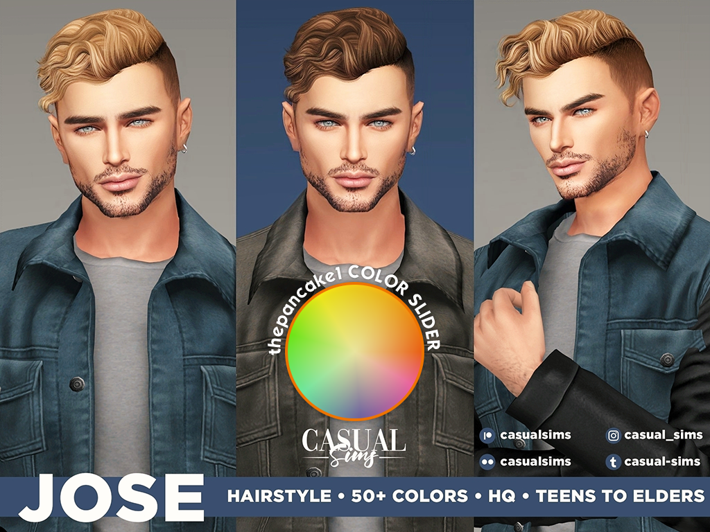 Casual Sims - Jose Hairstyle (ONLY FOR COLOR SLIDER MOD) - The Sims 4 ...