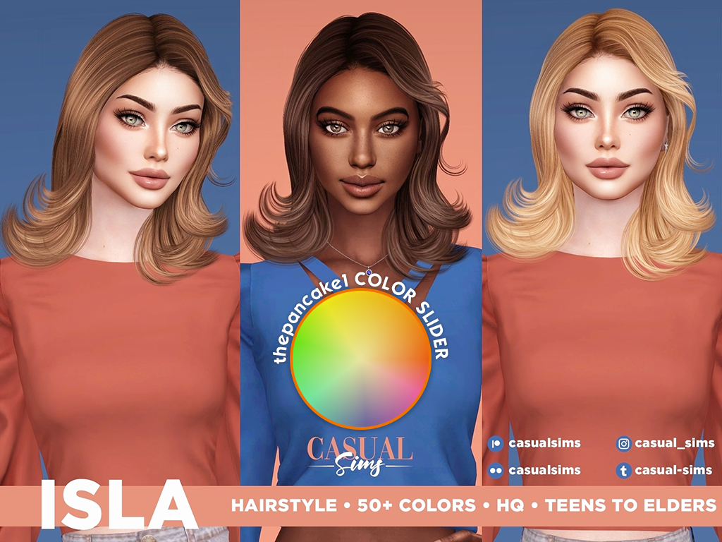 CasualSims - Isla Hairstyle (ONLY FOR COLOR SLIDER MOD) - The Sims 4 ...