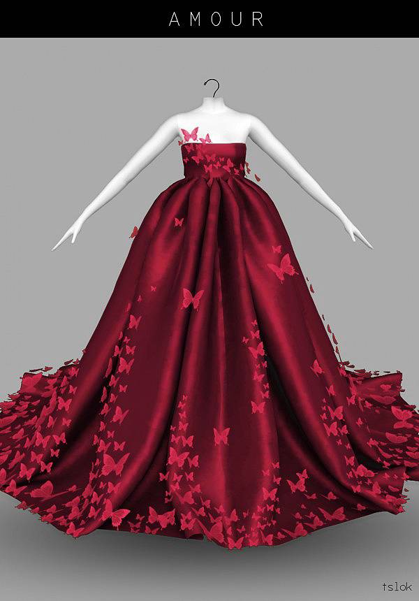 🌹Amour🌹 Butterfly Dress by tslok - The Sims 4 Create a Sim - CurseForge