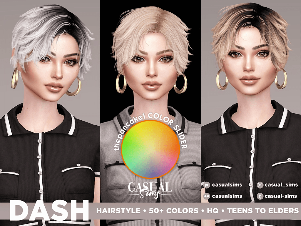 CasualSims - Dash Hairstyle Females (ONLY FOR COLOR SLIDER MOD) - new ...