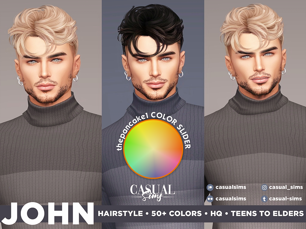 CasualSims - John Hairstyle (ONLY FOR COLOR SLIDER MOD) - The Sims 4 ...