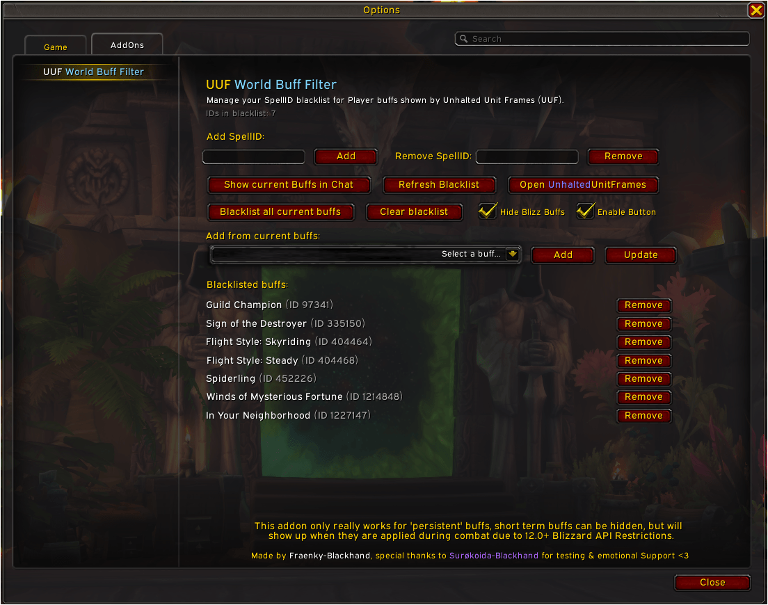 Unhalted Unit Frames World Buff Filter - World of Warcraft Addons ...