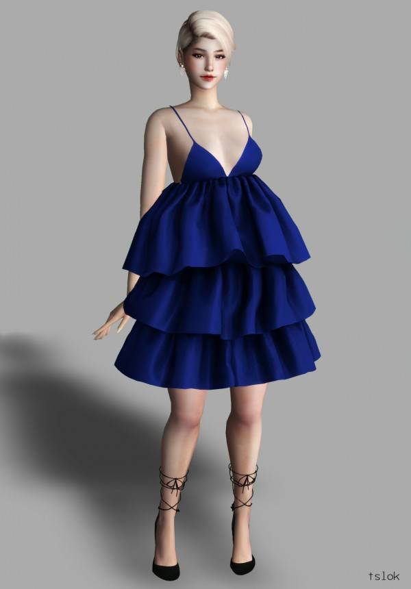 💙QT Ruffle Dress 👗by tslok - The Sims 4 Create a Sim - CurseForge