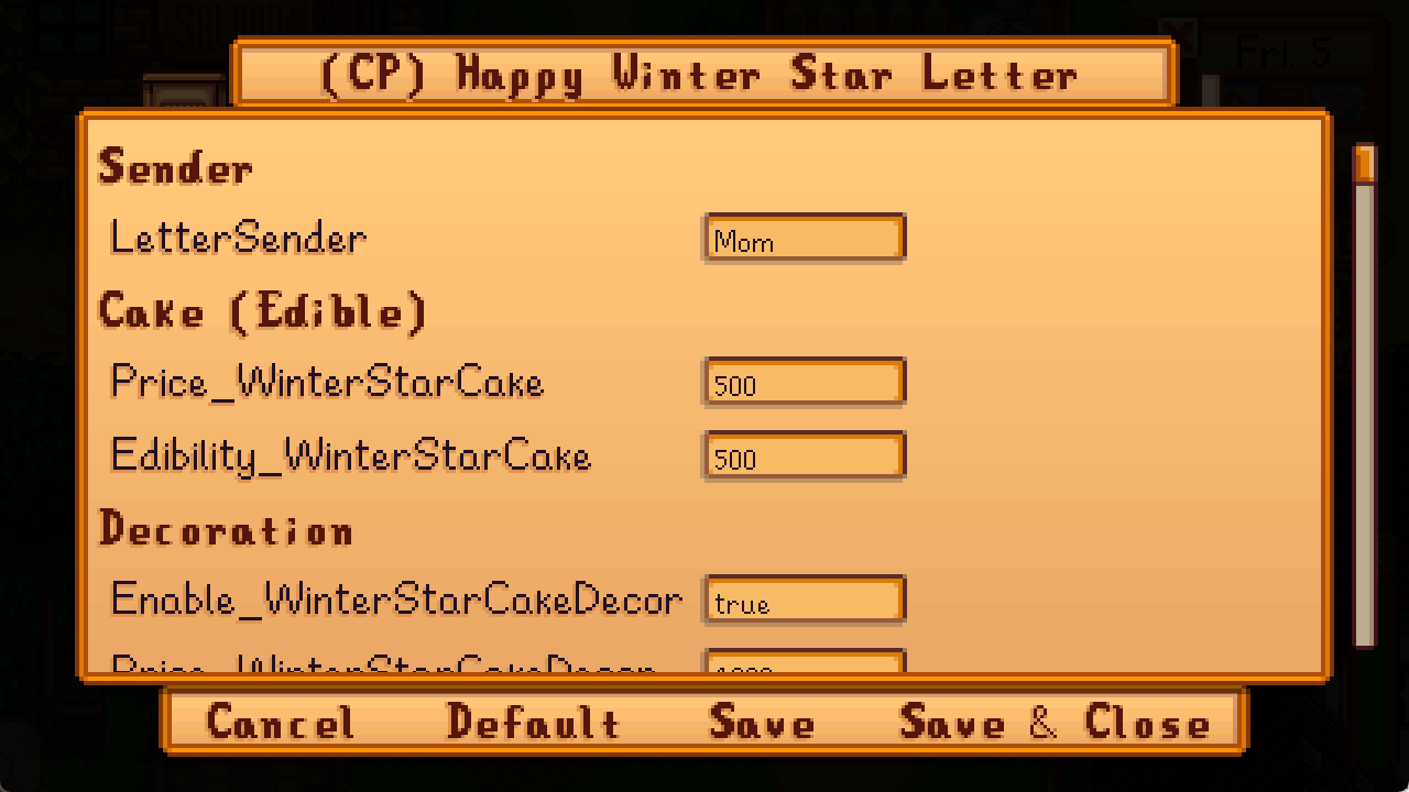 [CP] Happy Winter Star Letter - Stardew Valley Mods - CurseForge