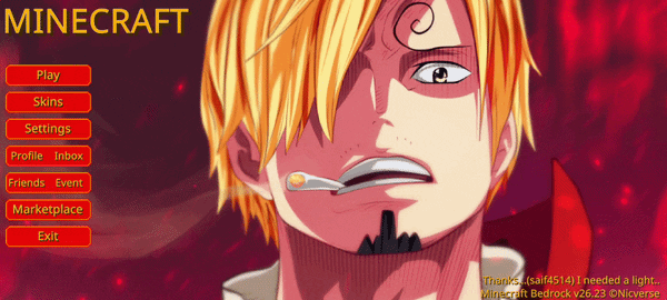 Animated Sanji UI | Minecraft PE Texture Packs