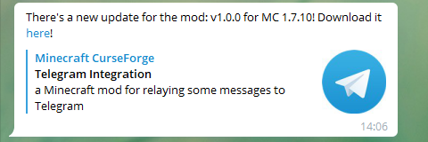 Telegram Integration - Gallery - Minecraft Mods - CurseForge
