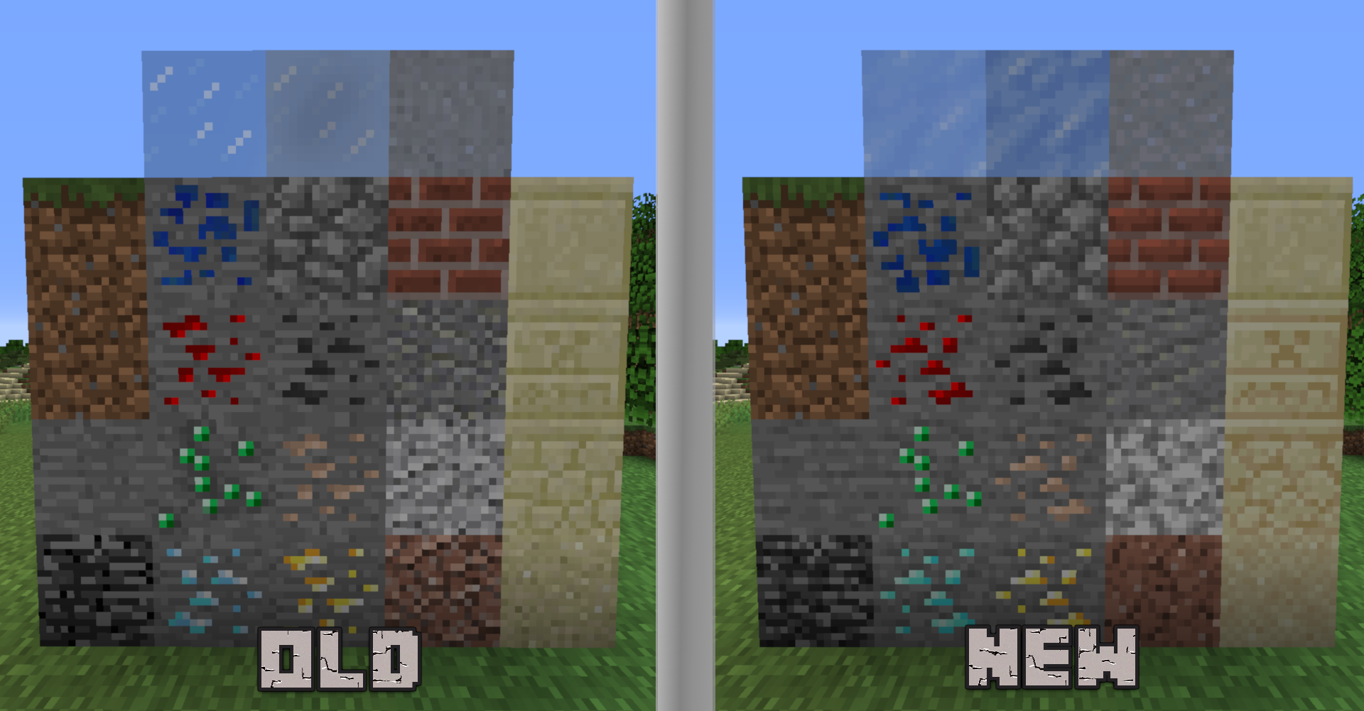 New Default Textures in older Versions + Better Beds, Iron Bars, Glass ...