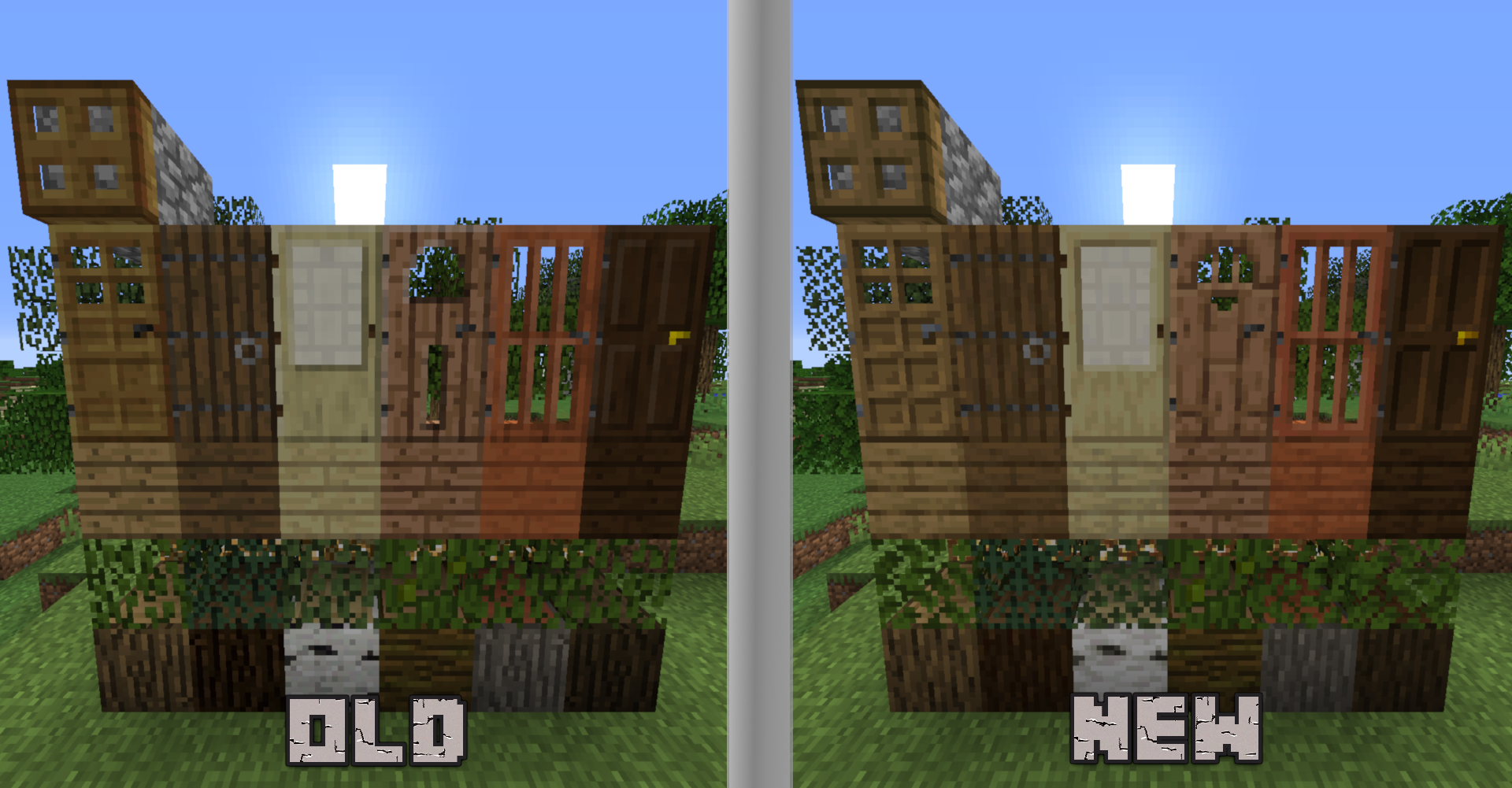New Default Textures in older Versions + Better Beds, Iron Bars, Glass ...
