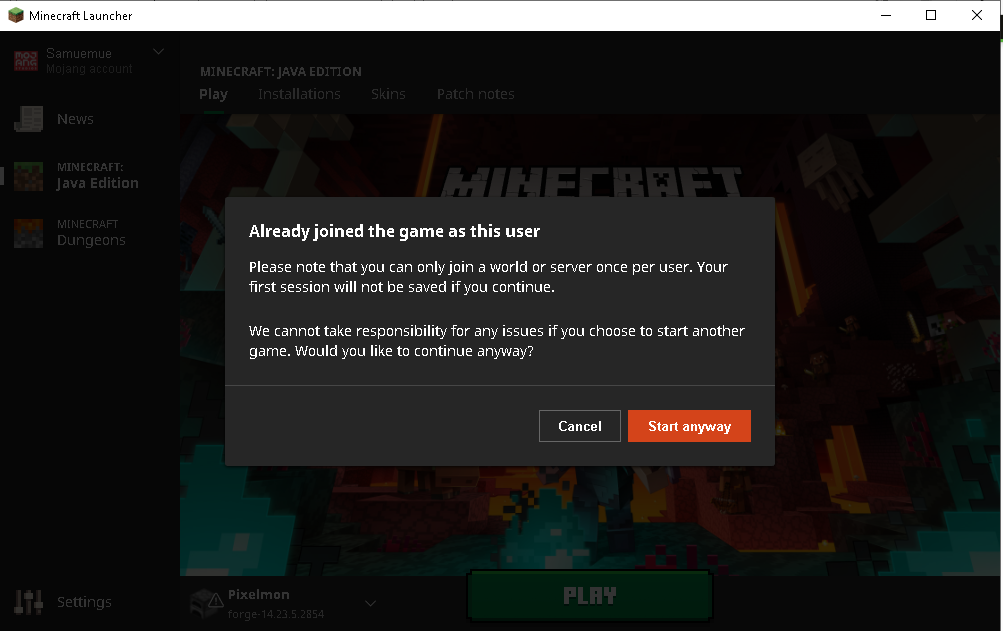 After being sent to the Minecraft Launcher, I click play and it closes ...