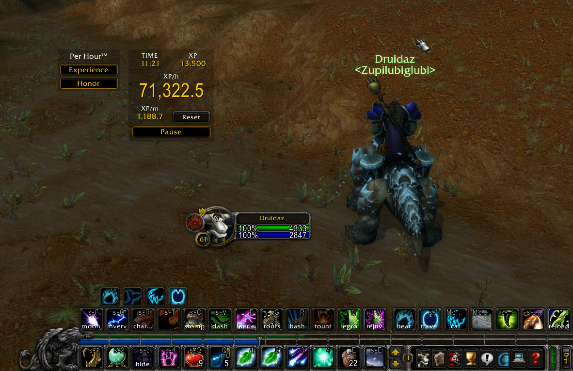 Per Hour Tracker Monitor XP Honor Reputation World Of Warcraft