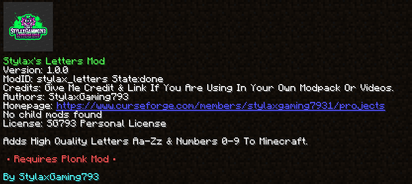 StylaxGaming793 LettersMod - Minecraft Mods - CurseForge