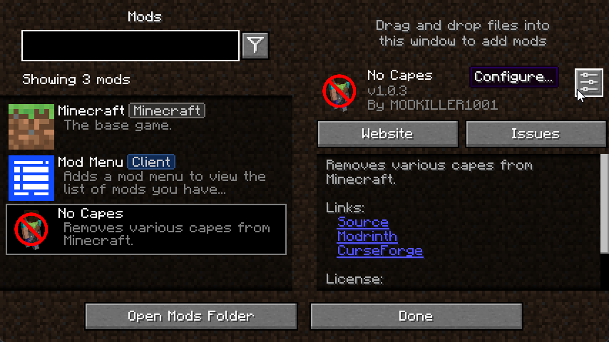 No Capes - Minecraft Mods - CurseForge