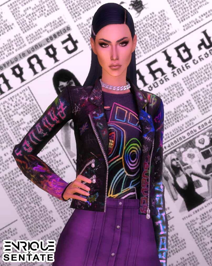 Sheena Biker Jacket Set - Enrique x Sentate Collaboration - The Sims 4 ...