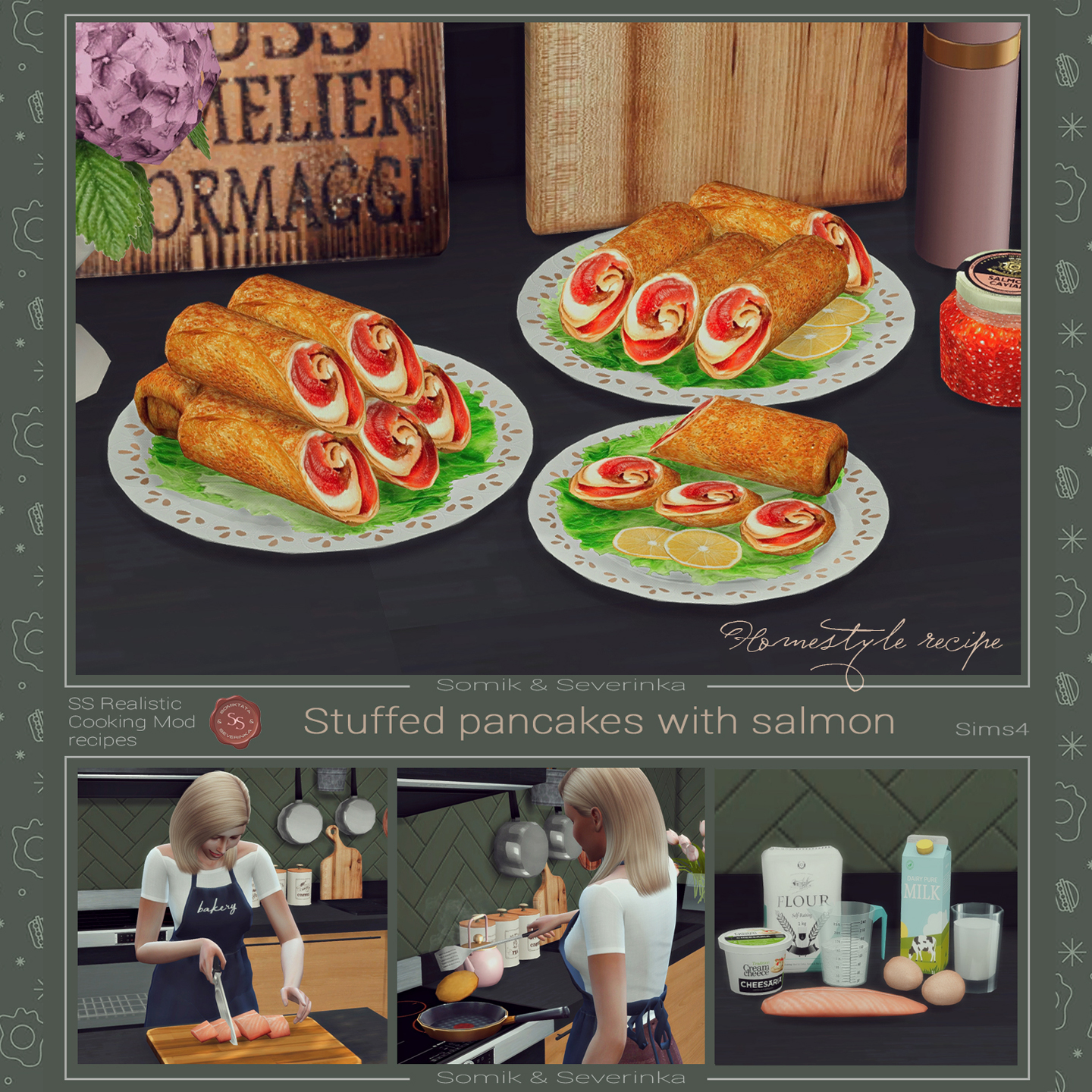 Pancakes Stuffed With Salmon and Cream Cheese - The Sims 4 Mods ...