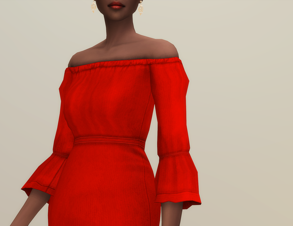 Off-Shoulder Midi Dress - The Sims 4 Create a Sim - CurseForge
