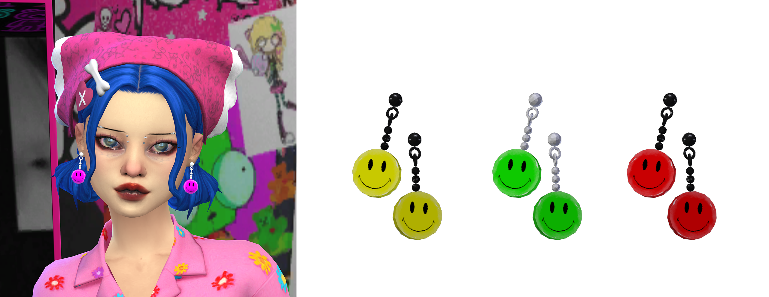 SMILEY EARRINGS ˗ˏˋ ♡ ˎˊ˗ - The Sims 4 Create a Sim - CurseForge