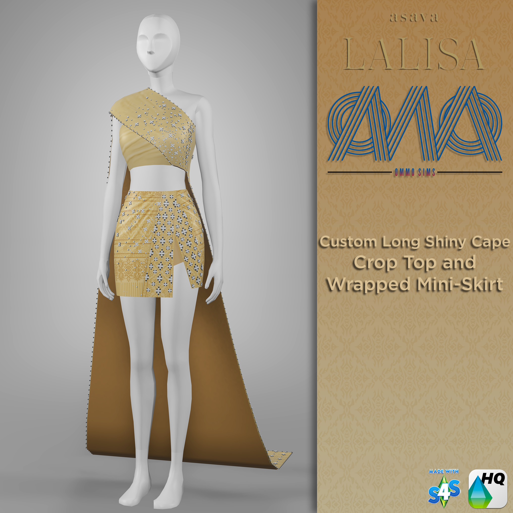 Asava’s - Custom Cape Crop Top and Wrapped Mini Skirt - The Sims 4 ...