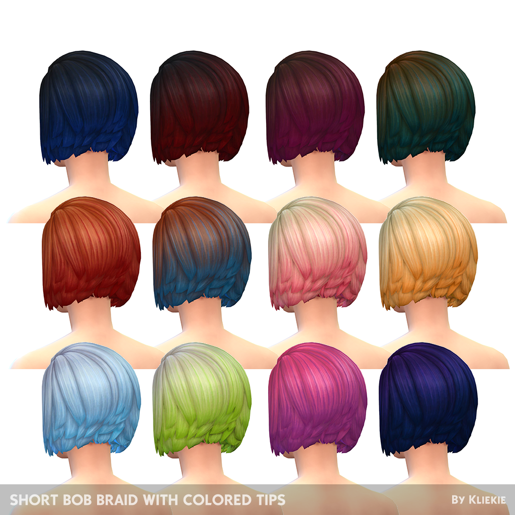 Short Bob Braid With Colored Tips - The Sims 4 Create a Sim - CurseForge