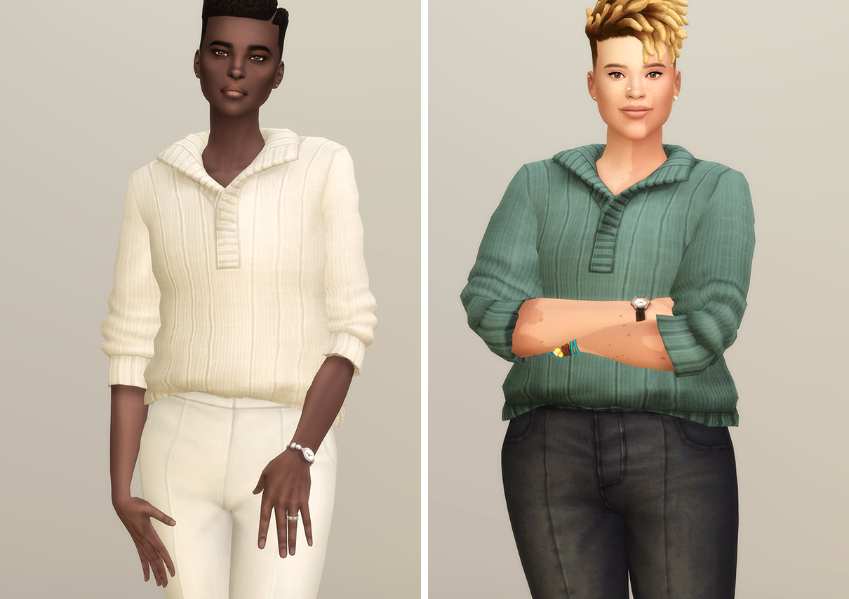 Basic Sweater VI - Set 1_Rolled Up Sleeves - The Sims 4 Create a Sim ...