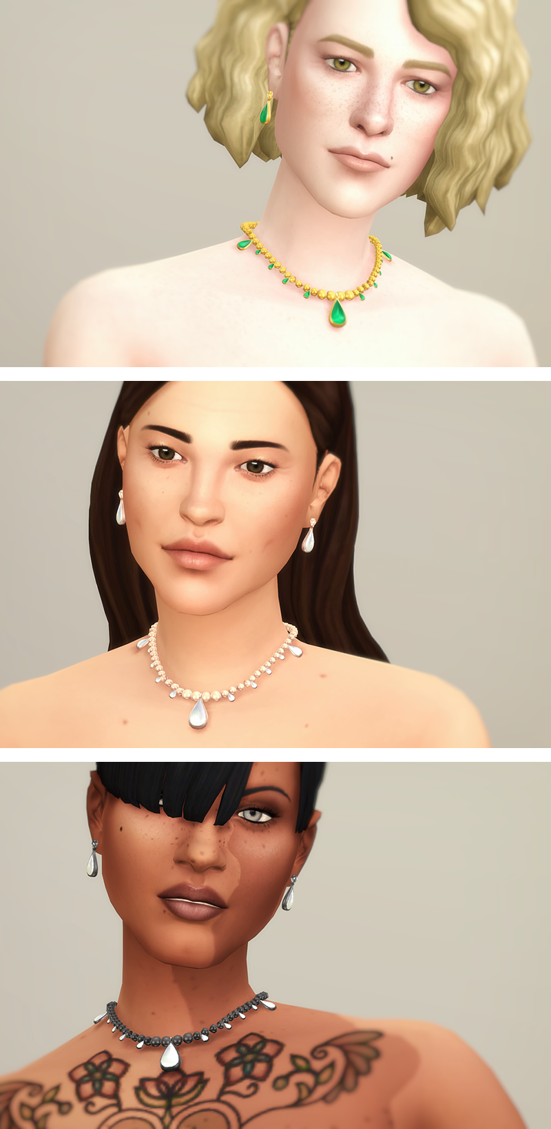 M Jewerly - I (Earring & Necklace Set) - The Sims 4 Create a Sim ...