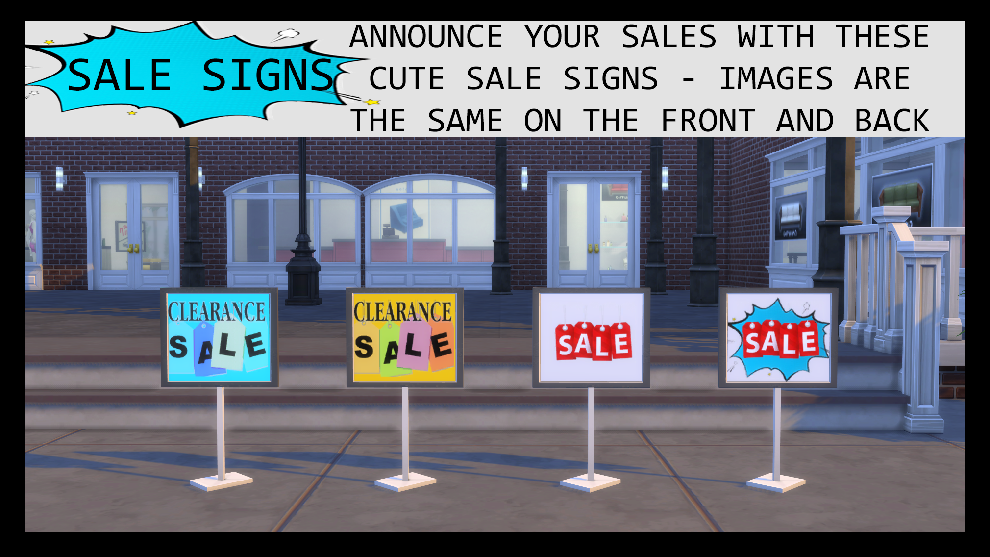 Four English Retail Sale Signs - Gallery - The Sims 4 Build / Buy ...