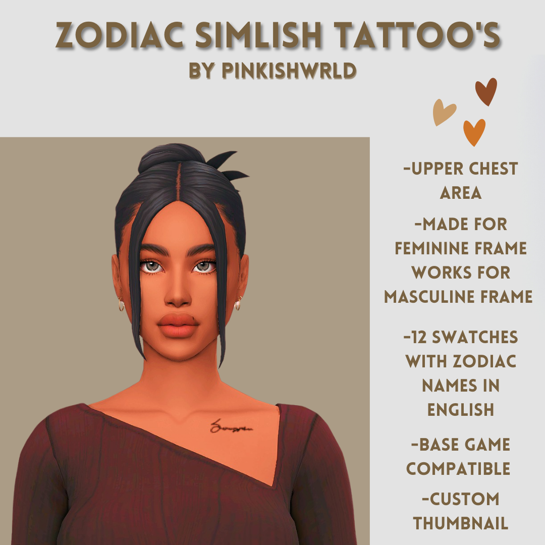 Simlish Tattoos by PinkishWrld - The Sims 4 Create a Sim - CurseForge